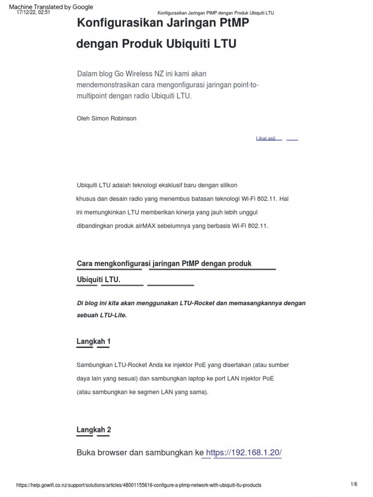 Konfigurasi Jaringan PtMP Ubiquiti LTU | PDF