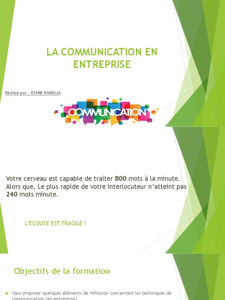 Cours La Communication en Entreprise | PDF | la communication | Communication non verbale