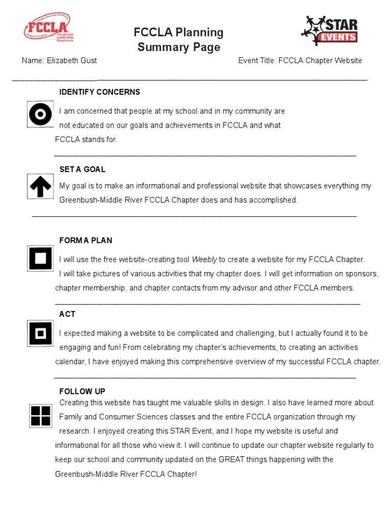 Fccla Chapter Website Planning Guide Pdf