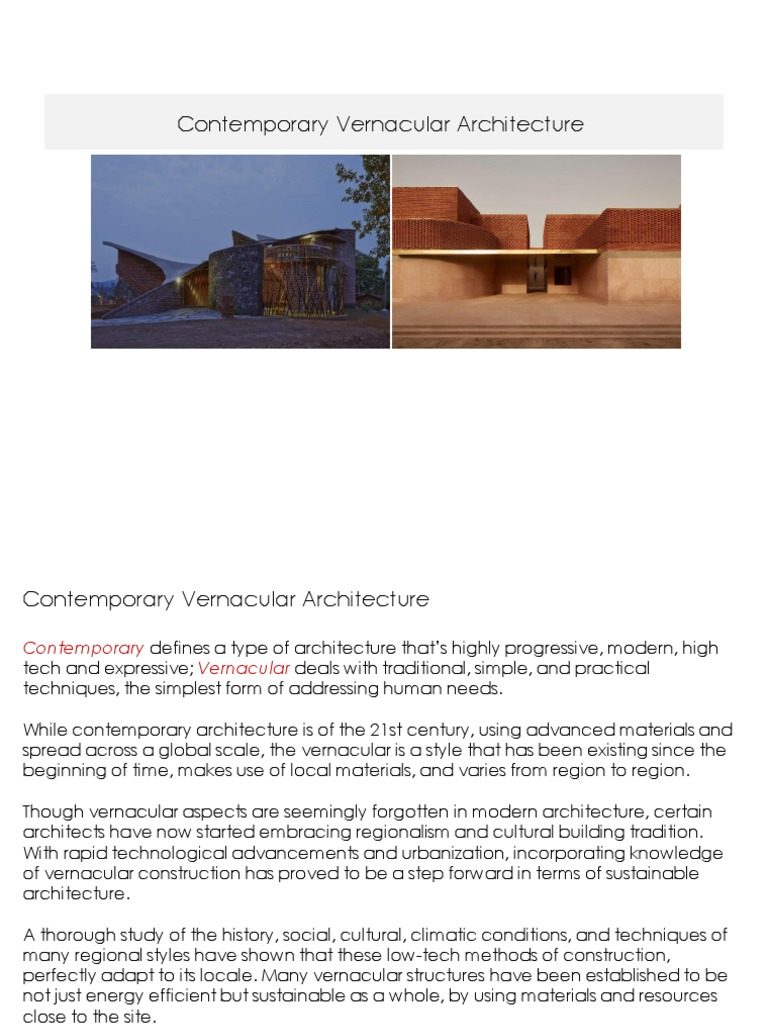 Contemporary Vernacular Architecture | PDF