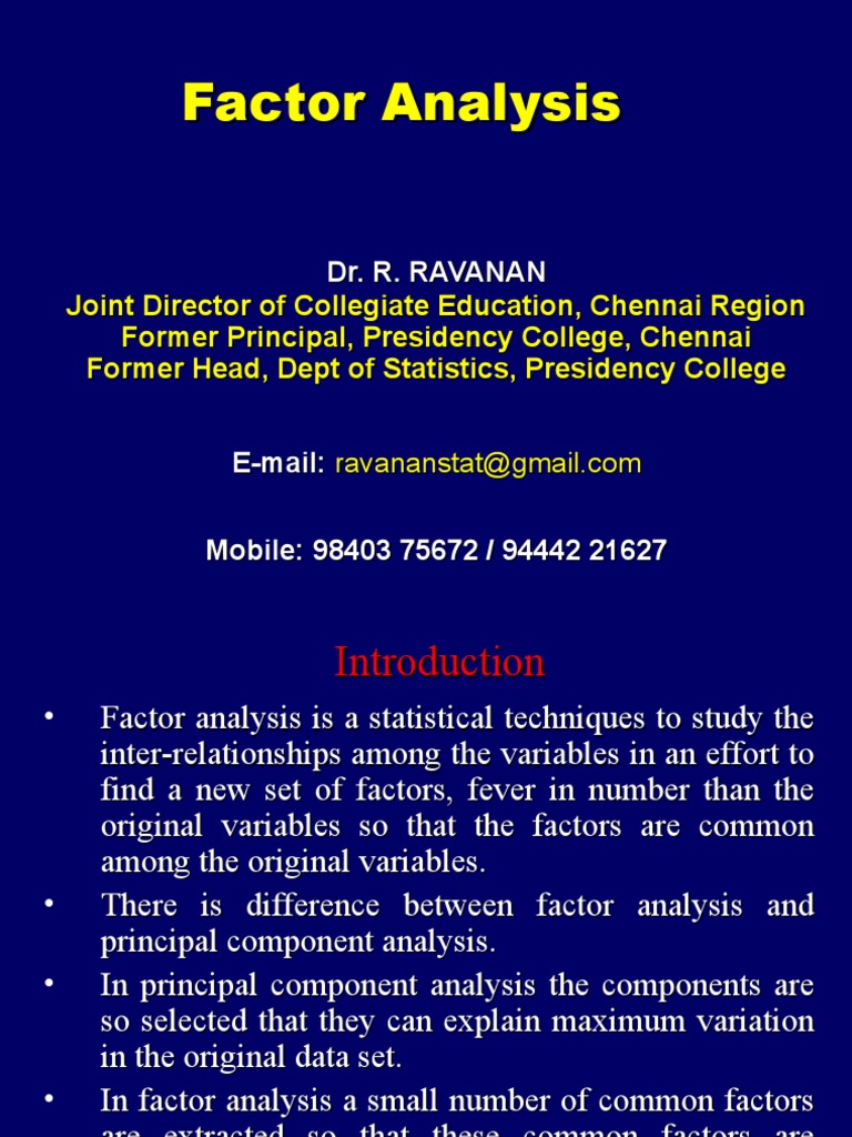 Factor Analysis 19 3 20 Pdf Factor Analysis Variance