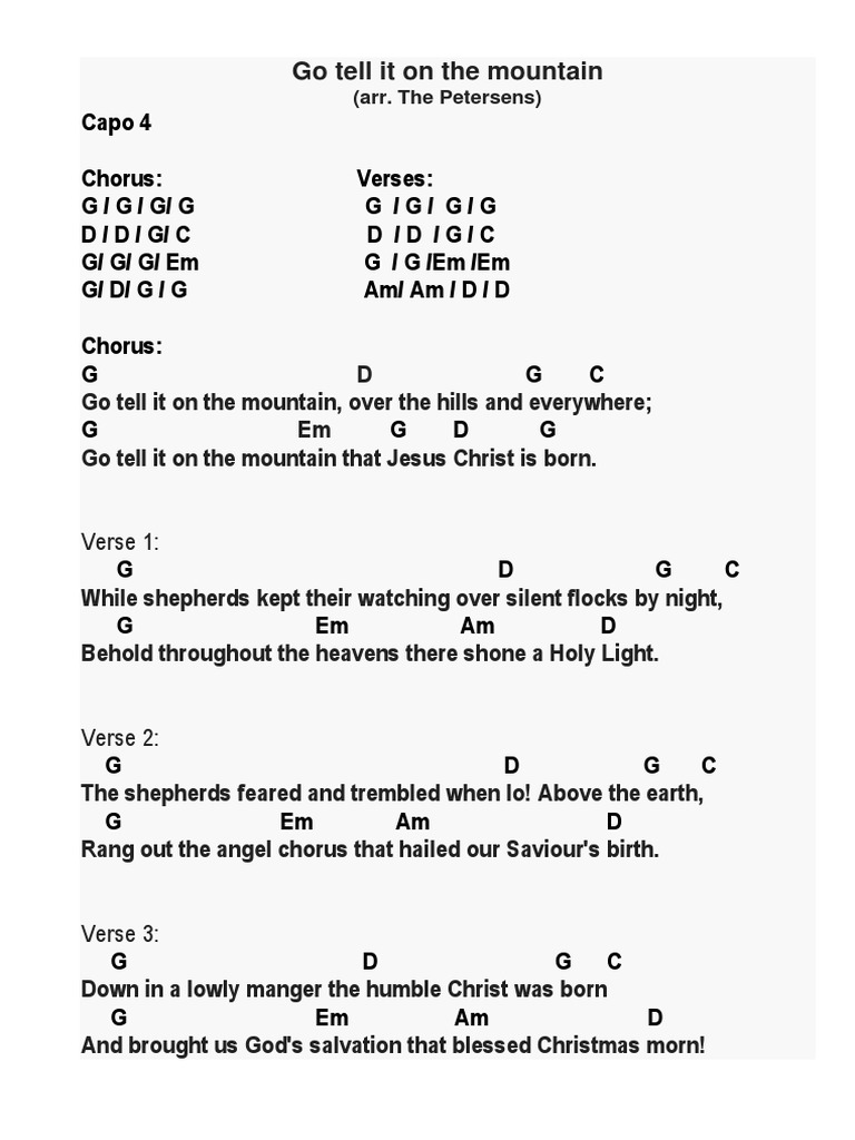 "Go Tell It on the Mountain Chords" | PDF