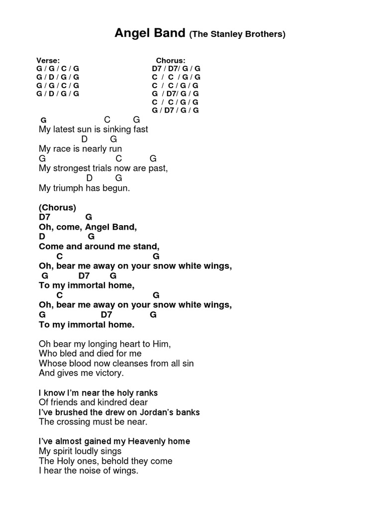 The Angel Band: Lyrics and Chords to the Folk Hymn Performed by The ...