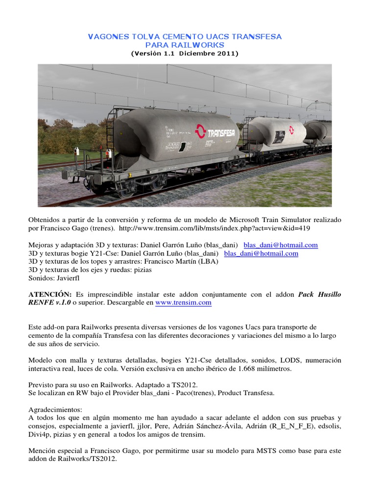 Vagones Uacs Transfesa | PDF | Transporte ferroviario | Transporte