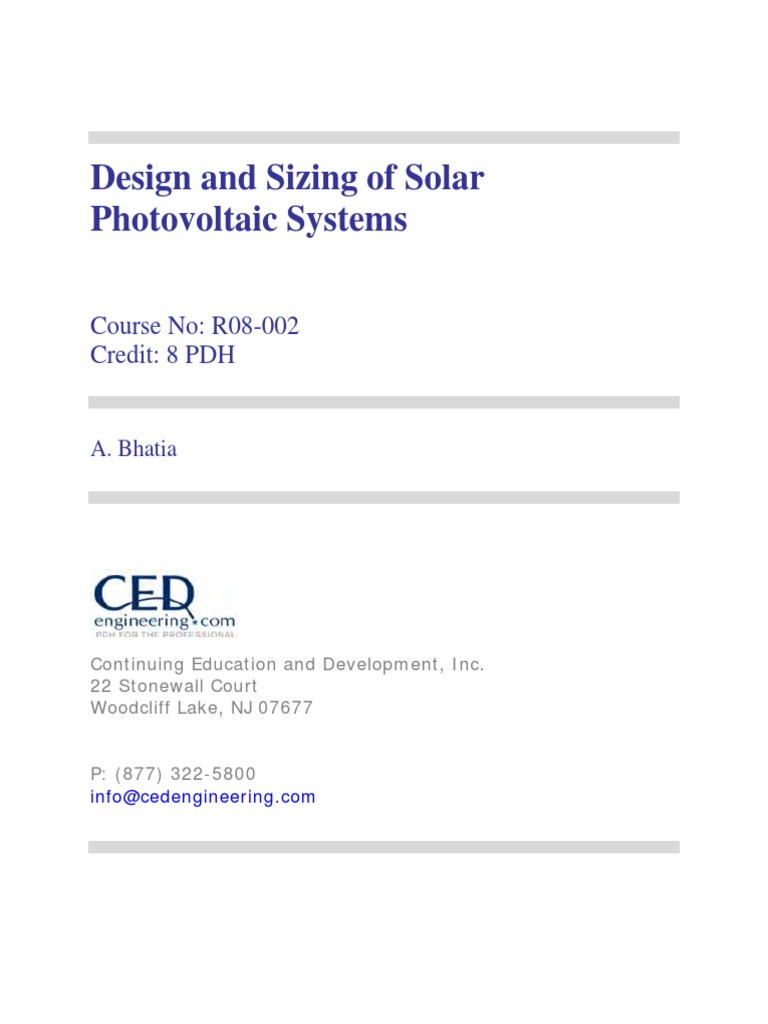 Design and Sizing of Solar Photovoltaic Systems R2 | PDF | Photovoltaic ...