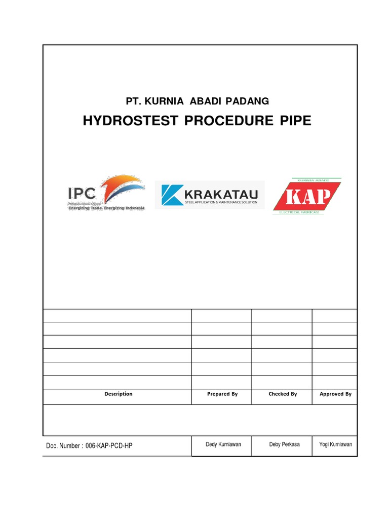 Methode Statement For Hydrotest - 220824 - 101930 | PDF | Pipe (Fluid ...
