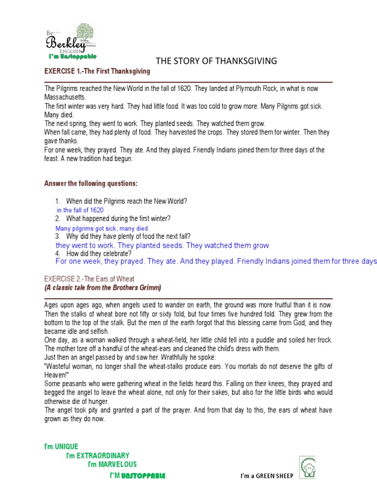 The Story of Thanksgiving | PDF | Thanksgiving | Foods