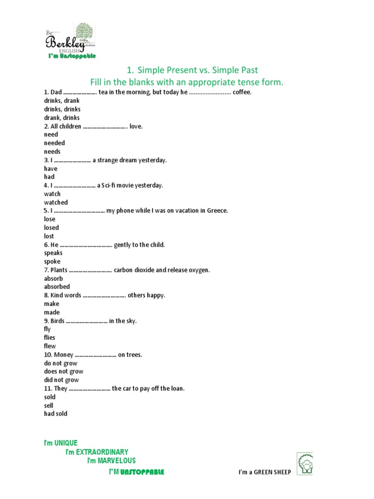 SIMPLE Past Vs Simple Present EXERCISE | PDF