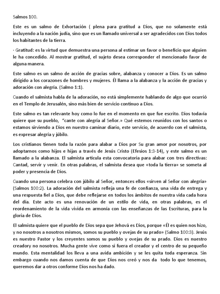 Salmos 100 | PDF | Salmos | Gratitud