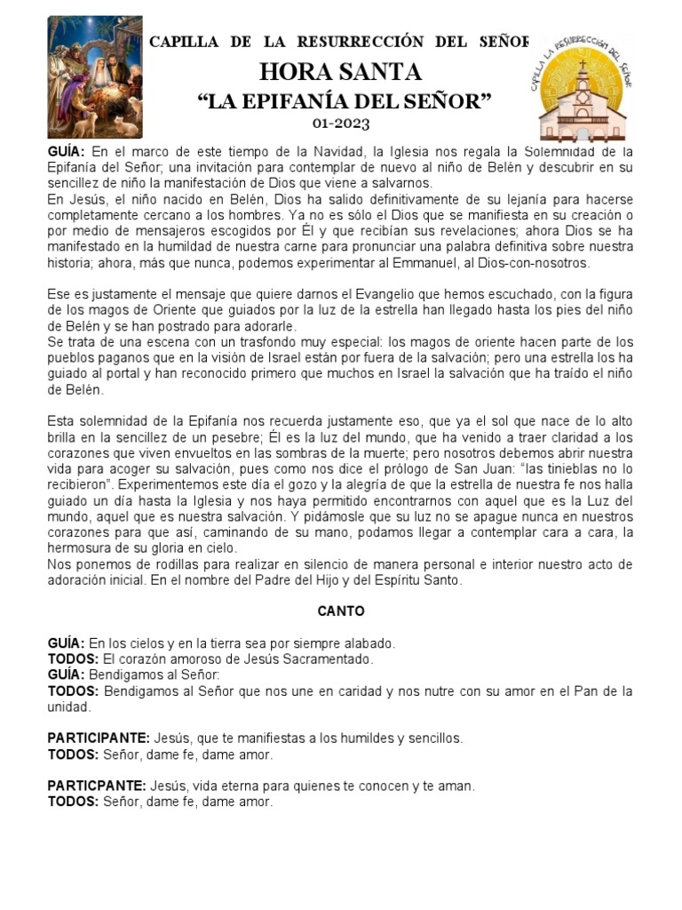 01.-Hora Santa Las Tres Epifanías Del Señor | PDF | eucaristía | Reyes ...