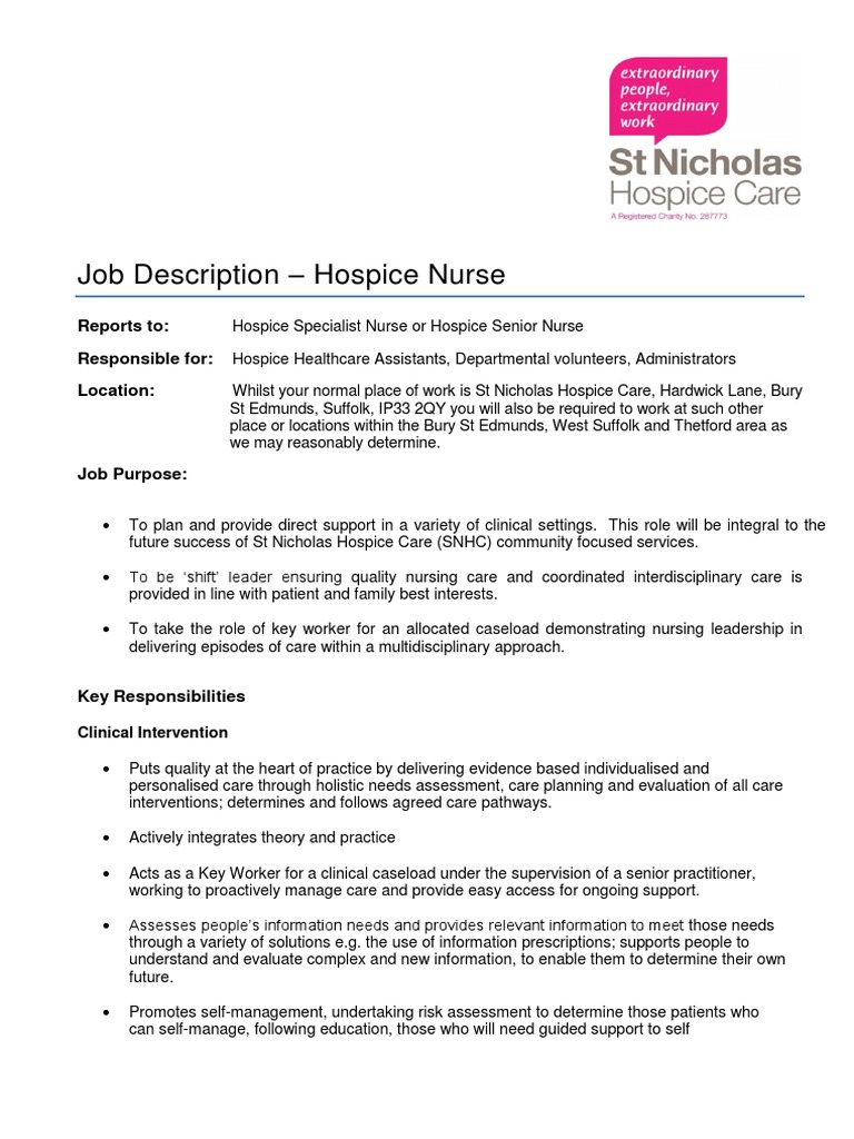 Hospice Nurse Job Description | Download Free PDF | Nursing | Hospice