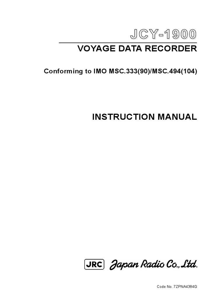 170-VDR JRC JCY-1900 Instruct Manual 2-8-2022 | PDF | Cardiopulmonary ...