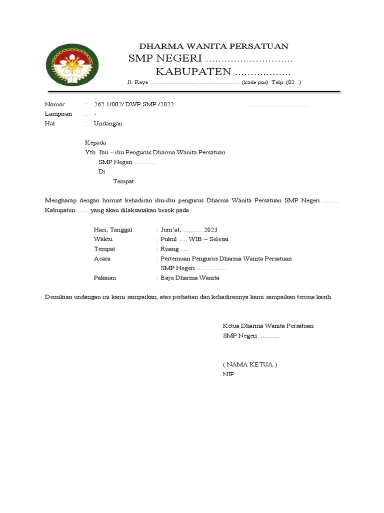 Form Undangan Dharma Wanita | PDF