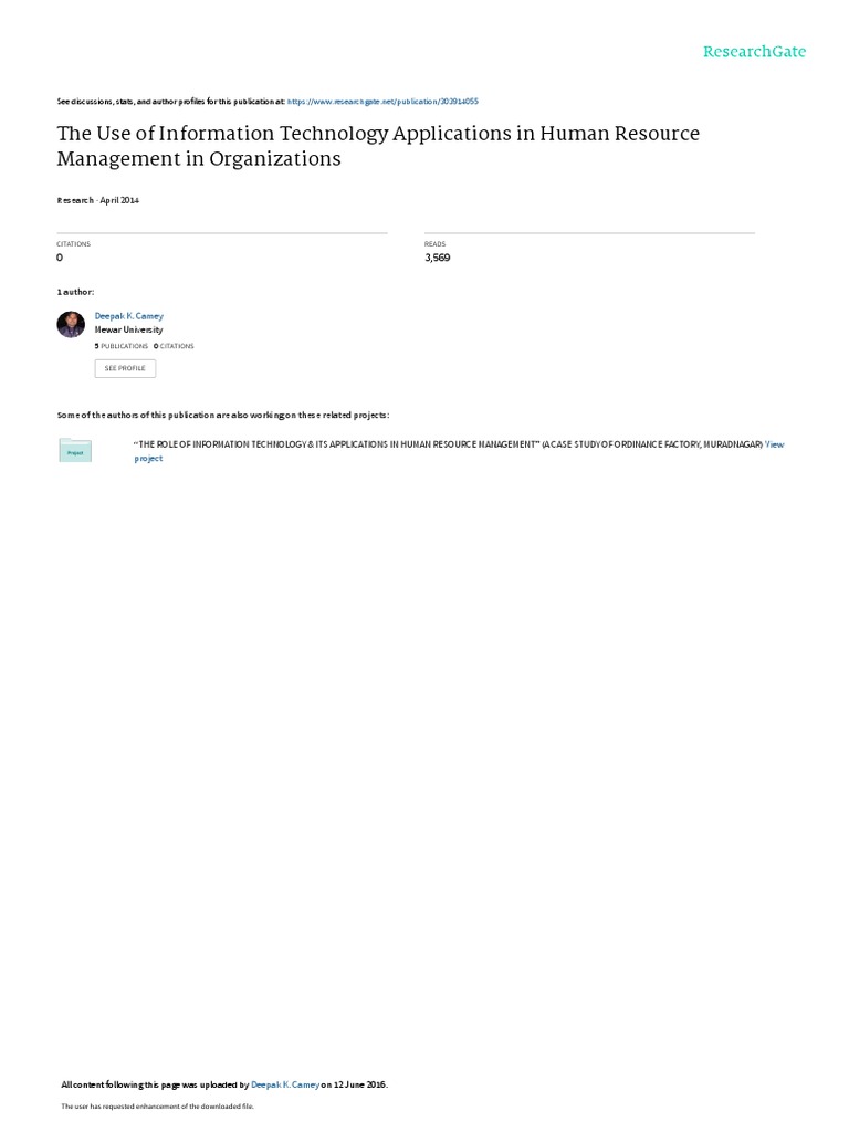 IT Applications in HR Management | PDF | Human Resource Management ...