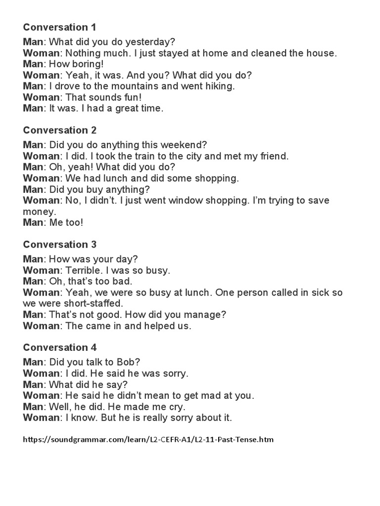 Past Simple Conversations | PDF