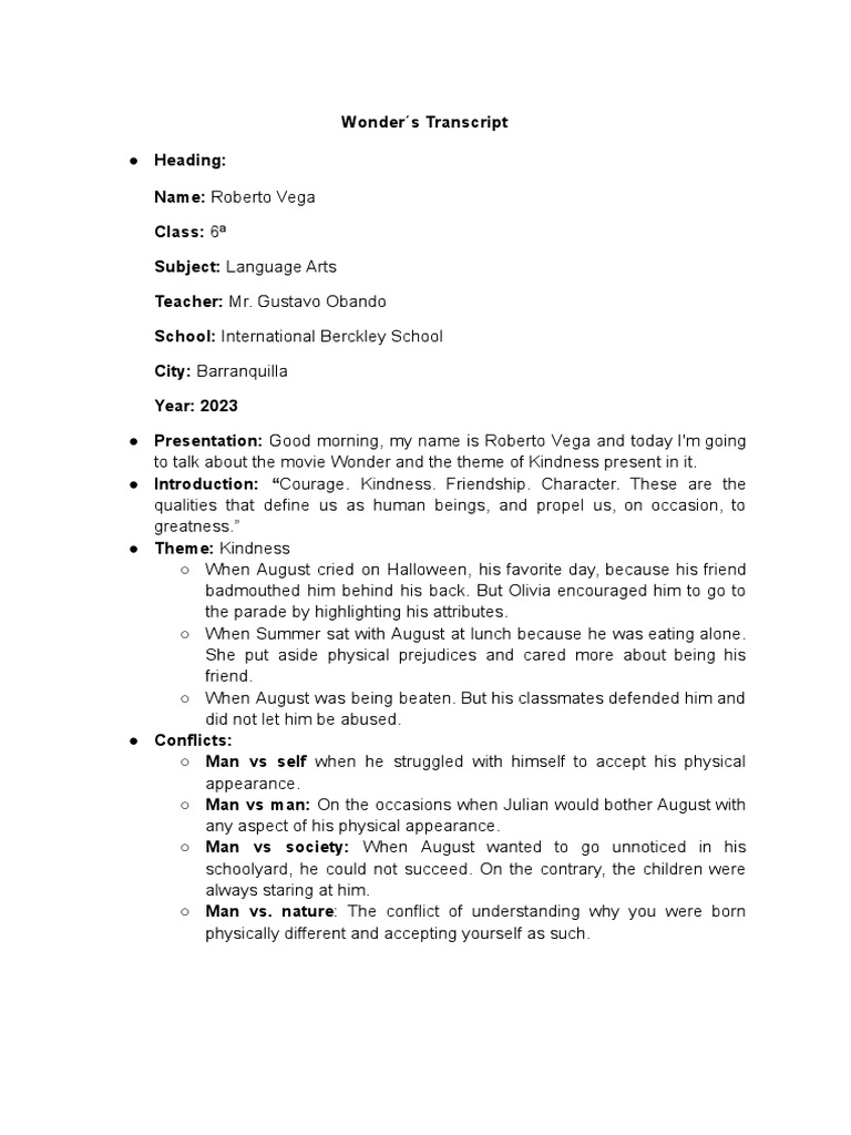 Wonder Presentation | PDF