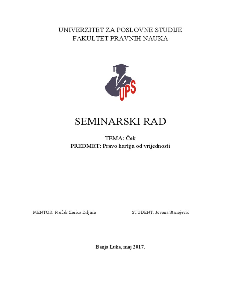 Seminarski Cek | PDF