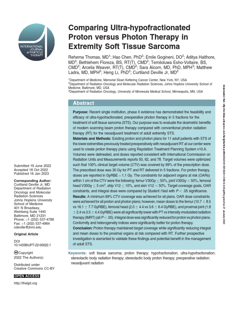 Comparing Ultra-Hypofractionated Proton Versus Photon Therapy in ...