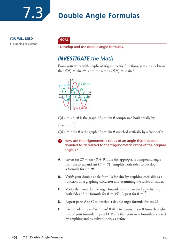 7.3 Double Angle Formulas | PDF