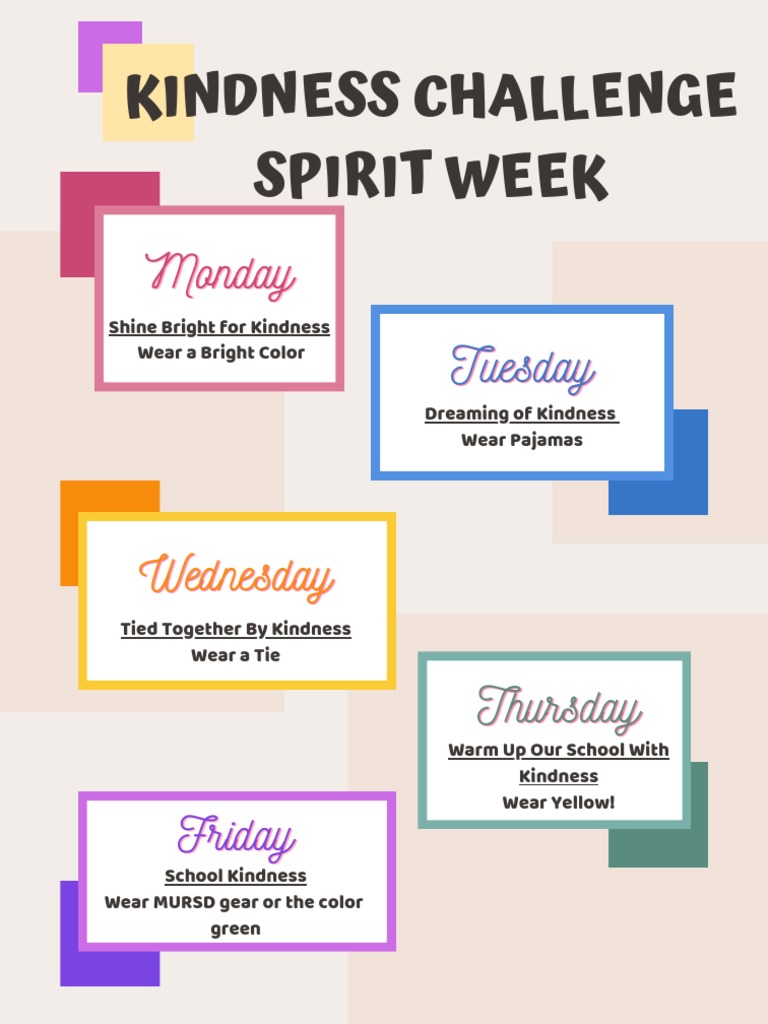 Kindness Challenge Spirit Week | PDF