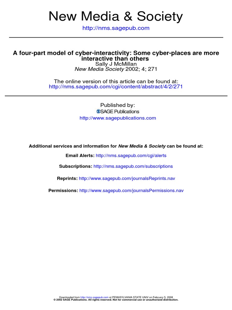 A Four-Part Model of Cyber-Interactivity | PDF | Communication | Interactivity