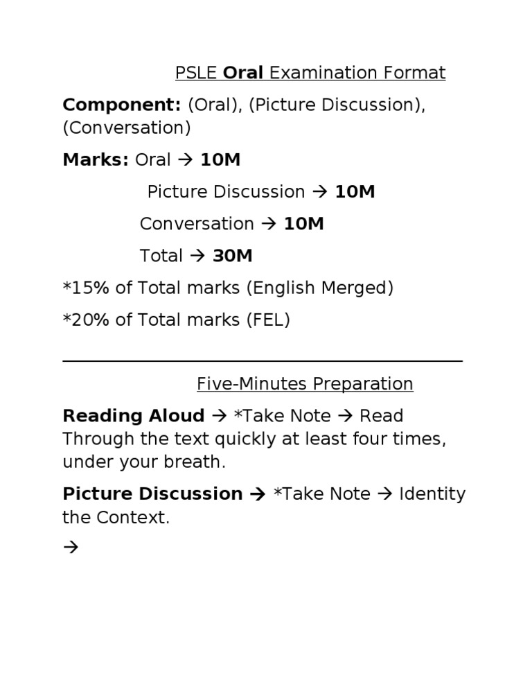 PSLE Oral Examination Format | PDF