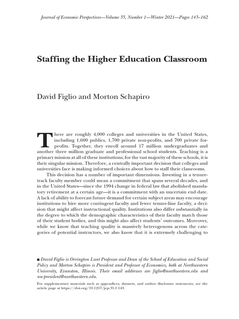 Staffing The Higher Education Classroom | PDF | Percentile | Teachers