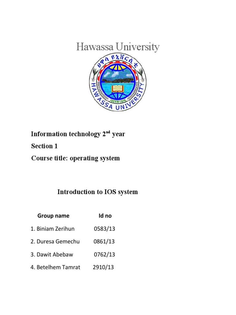 Hawassa University: Information Technology 2 Year Section 1 Course ...