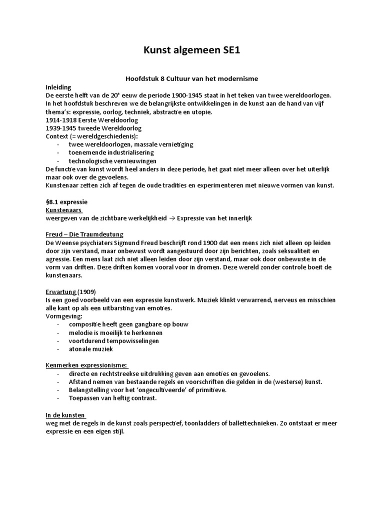 Samenvatting Cultuur Van Het Modernisme | PDF