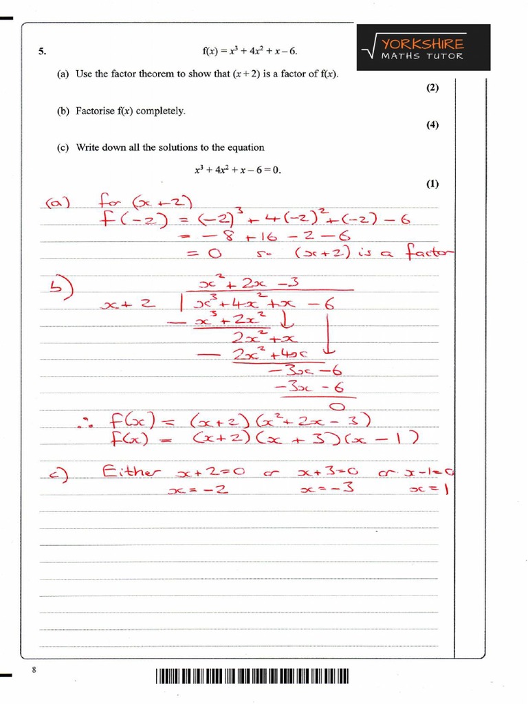 Factor Theorem Answers | PDF