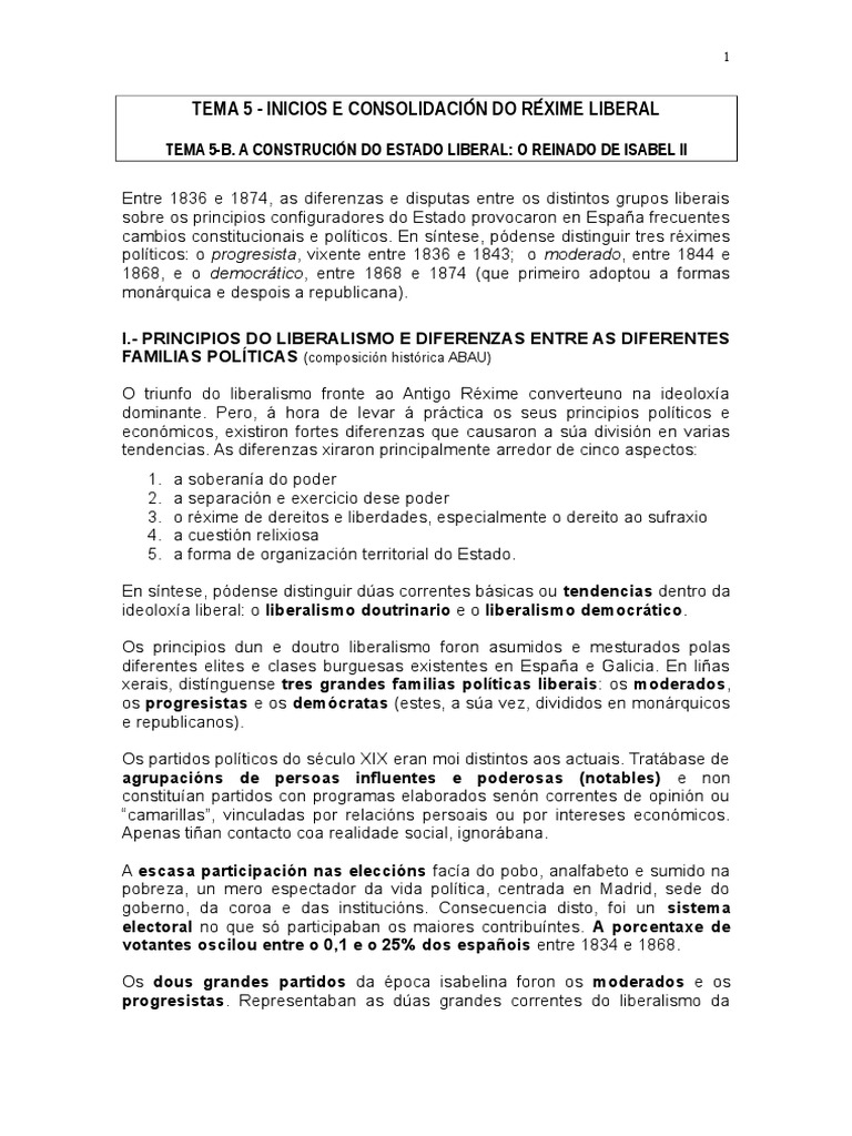 Tema 4. A Construción Do Estado Liberal-1 | PDF