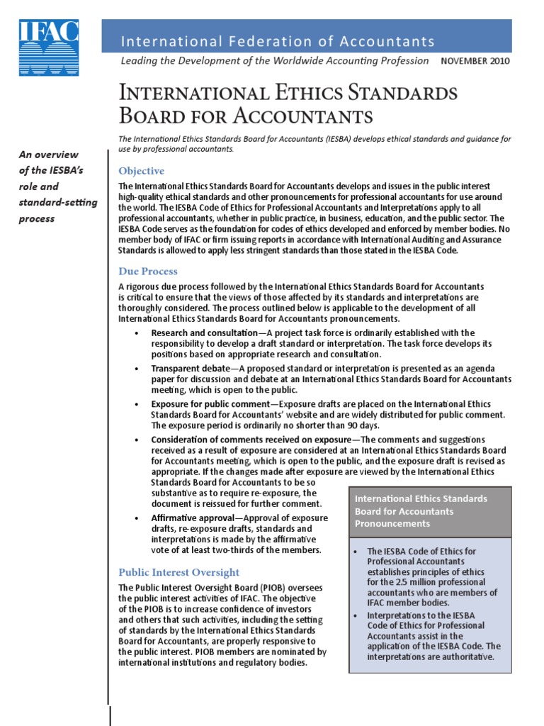 IESBA Fact Sheet | PDF | Accounting | Social Institutions