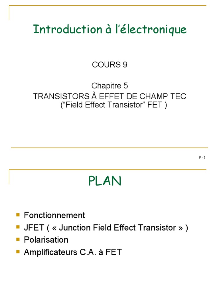 Cours9 TEC | PDF | Transistor à effet de champ | Transistor bipolaire