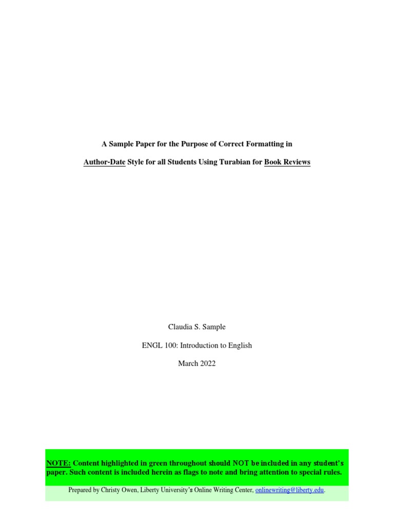 Turabian Author-Date Format Guide | PDF | A Manual For Writers Of Research Papers | Thesis