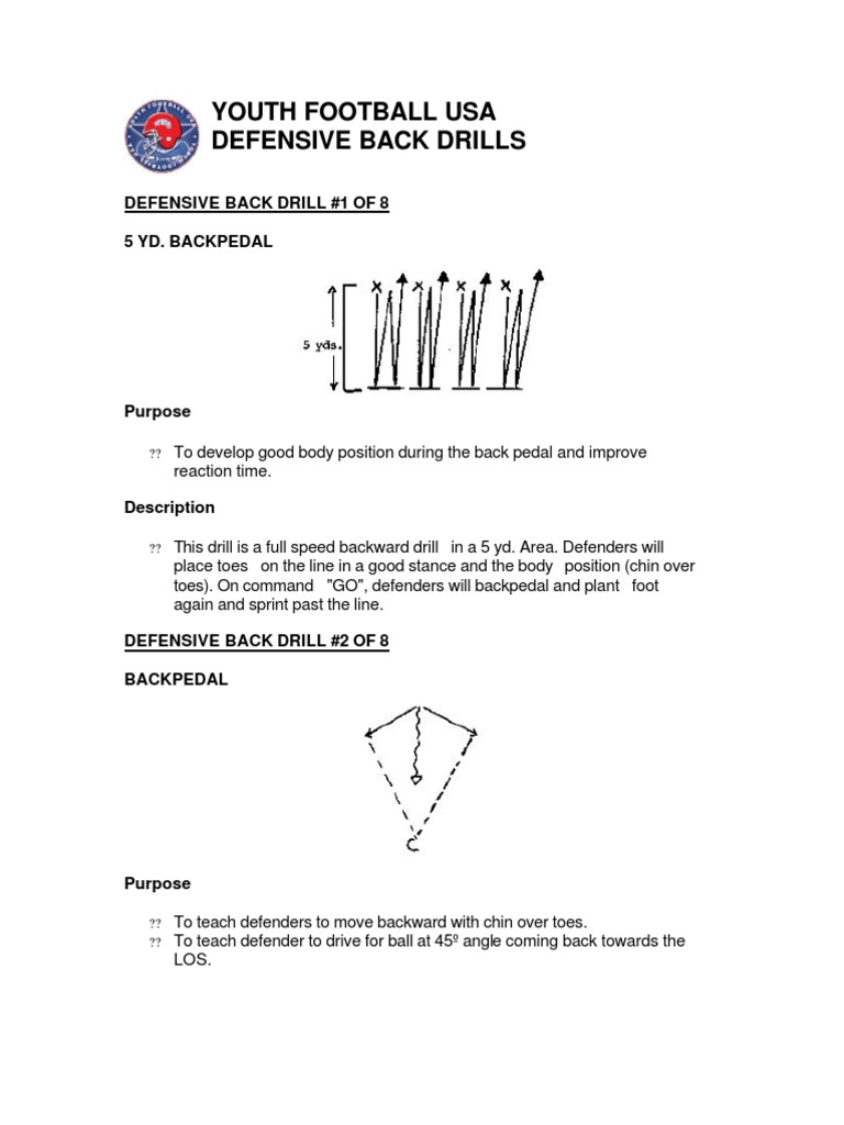 Youth Football Defensive Back Drills | PDF | Defender (Association ...