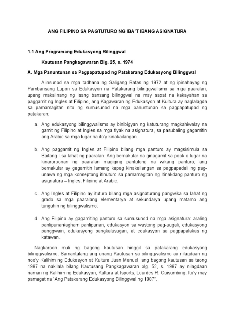 Ang Programang Edukasyong Bilinggwal | PDF