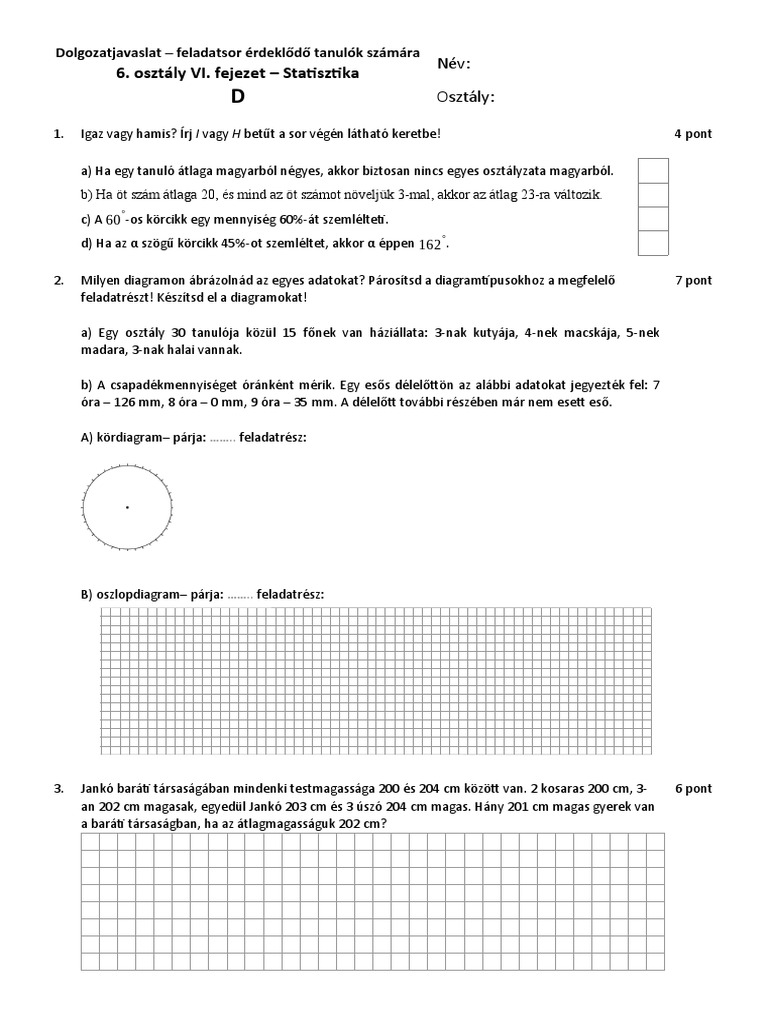 Matematika6 6 Statisztika DF NAT2020 | PDF