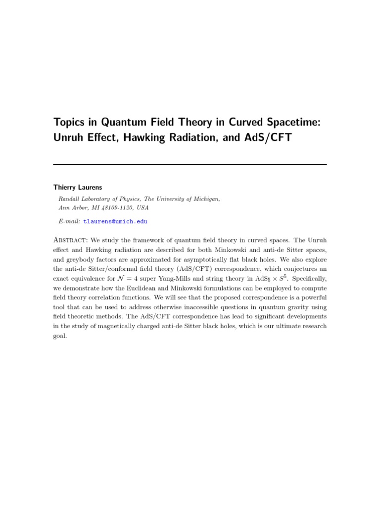 Topics in Quantum Field Theory in Curved Spacetime Unruh Effect and ...