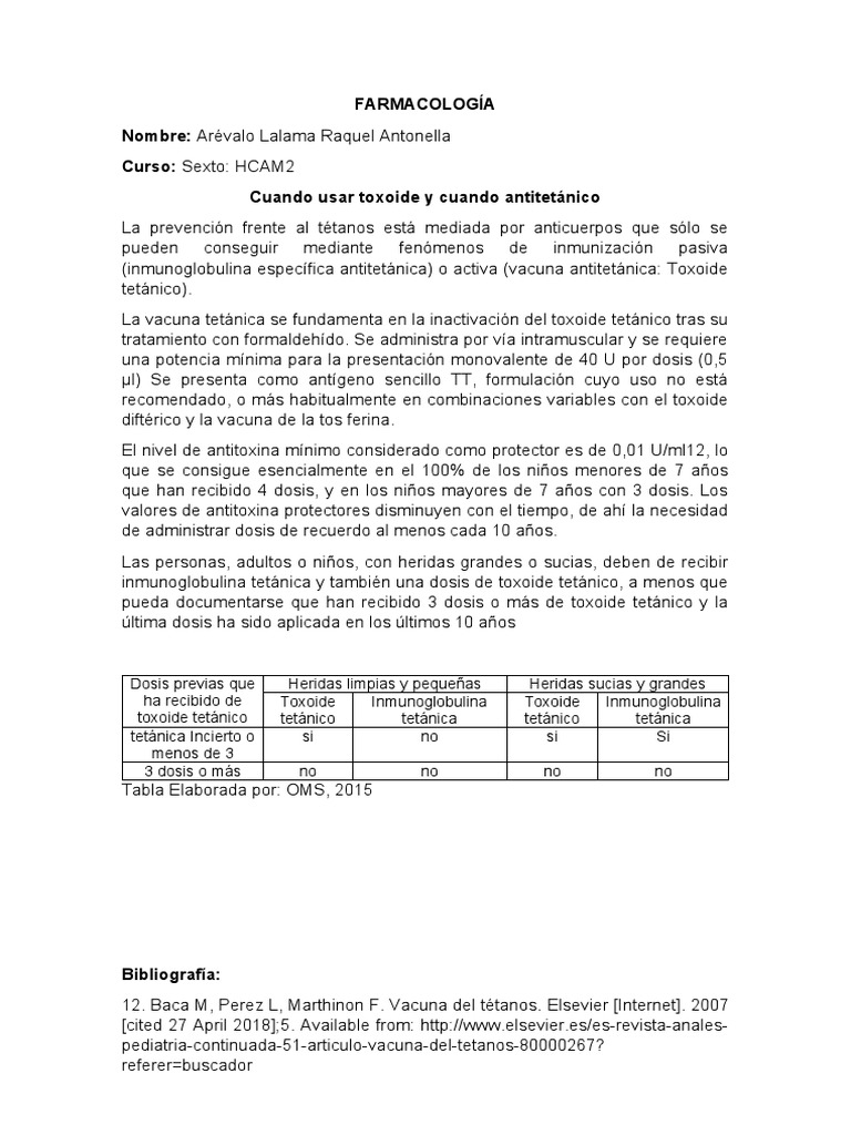 Toxoide Tetanico | PDF | Salud y bienestar