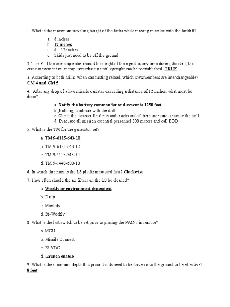 PAC-3 Drill Certification Questions | PDF | Electrical Engineering ...