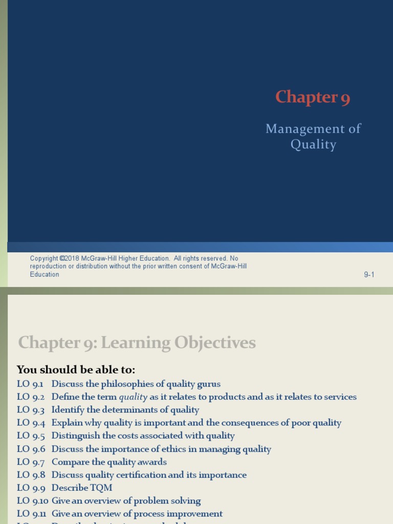 Stevenson 13e Chapter 9 | PDF | Six Sigma | Quality (Business)