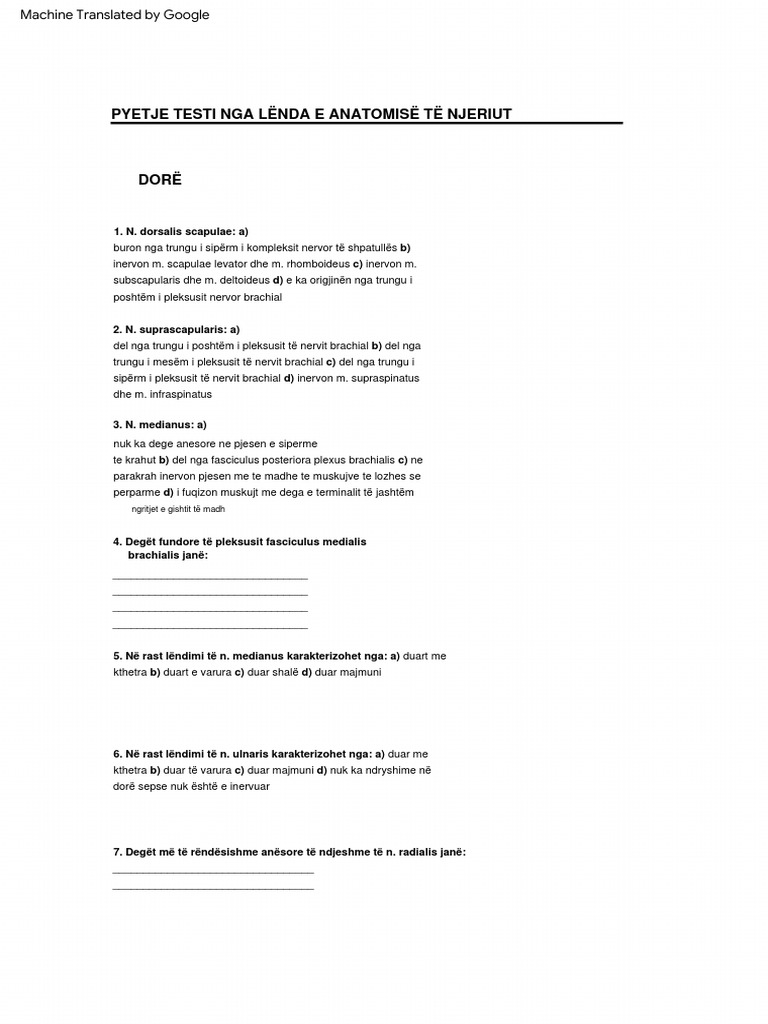 Anatomija Test | PDF