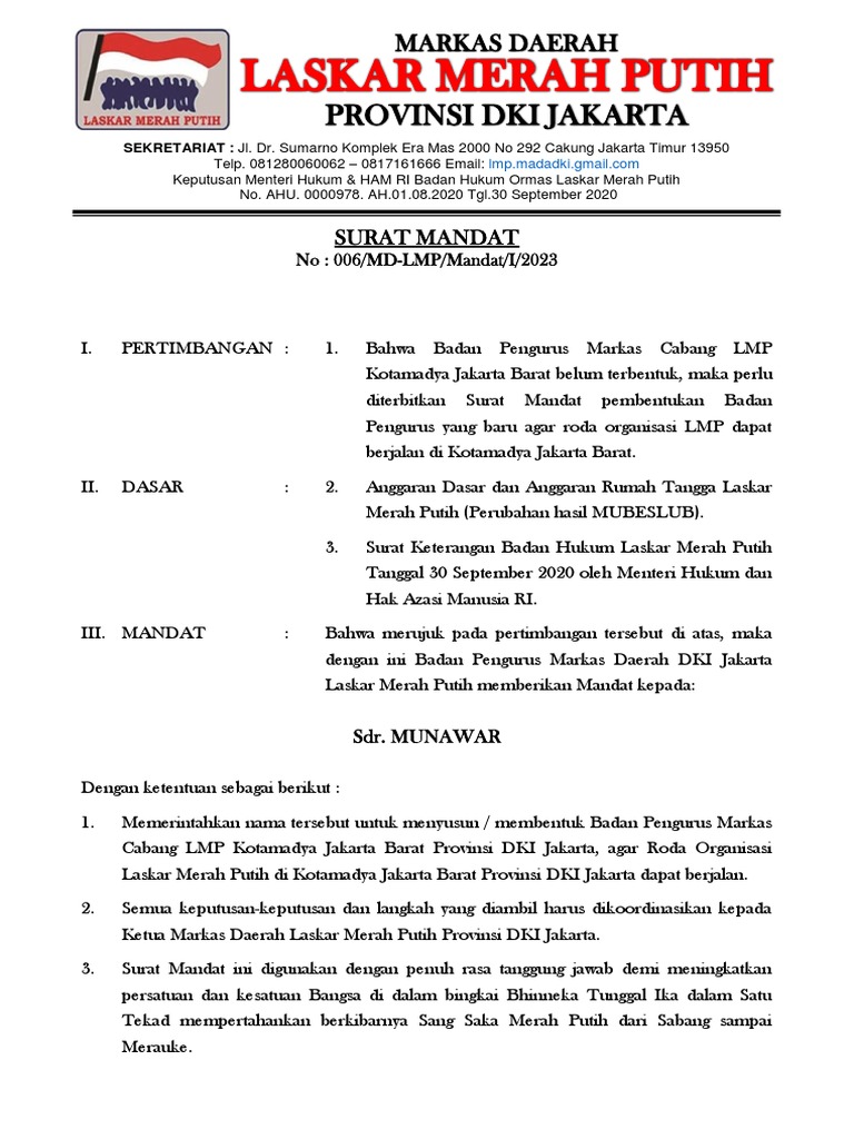 Contoh Surat Mandat | PDF