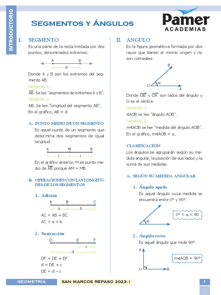 Geometría - Repaso Intro - Segmento de Recta y Ángulos | PDF | Ángulo ...