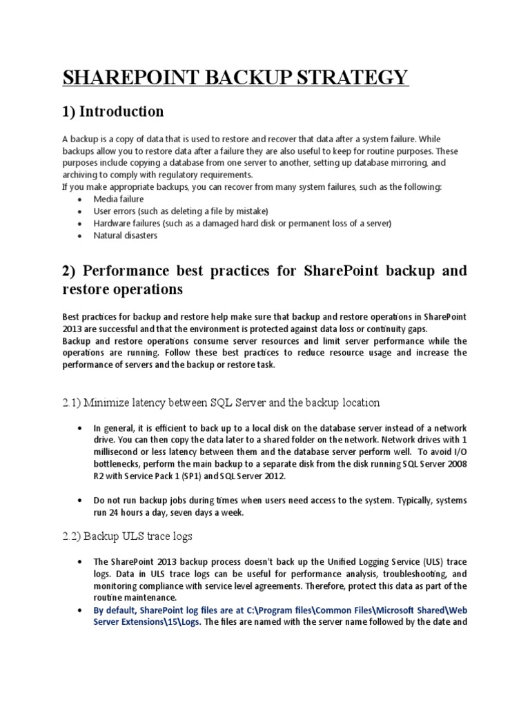 Sharepoint Backup Strategy | PDF | Share Point | Backup
