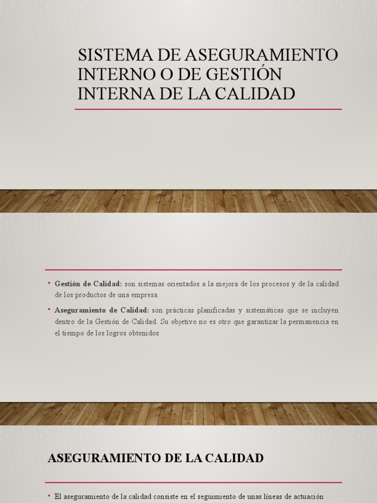 Sistema de Aseguramiento Interno o de Gestión Interna | PDF | Gestión ...