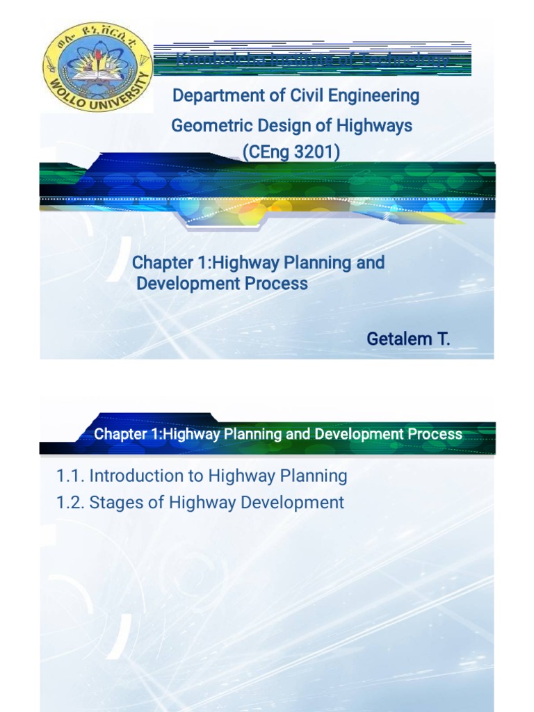 Chapter 1 Highway Planning | PDF | Transport | Highway