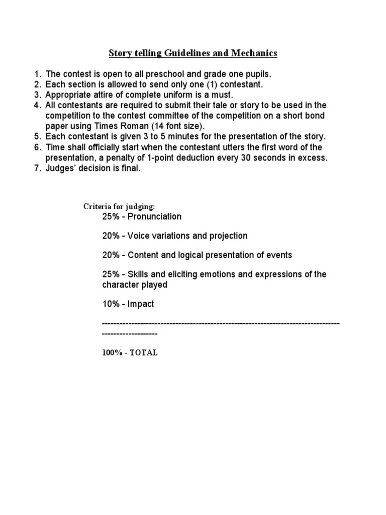 Story Telling Guidelines and Mechanics | PDF