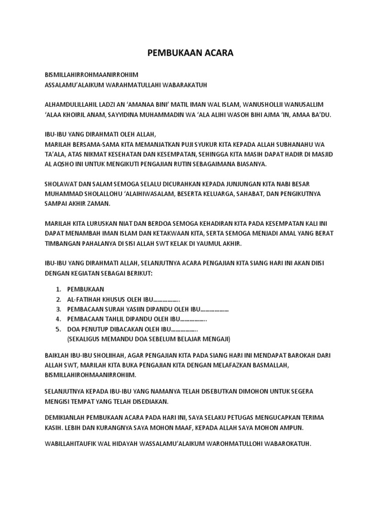 Rangkaian Acara Majlis Talim Al Hikmah | PDF