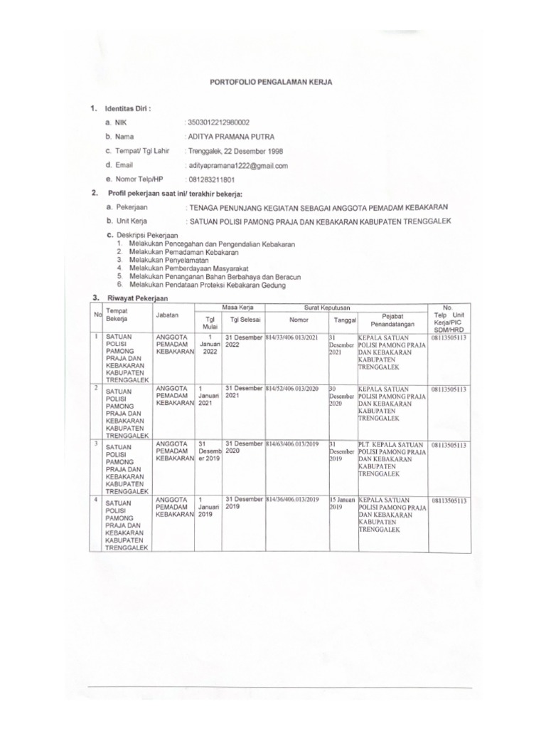 Surat Pengalaman Kerja | PDF
